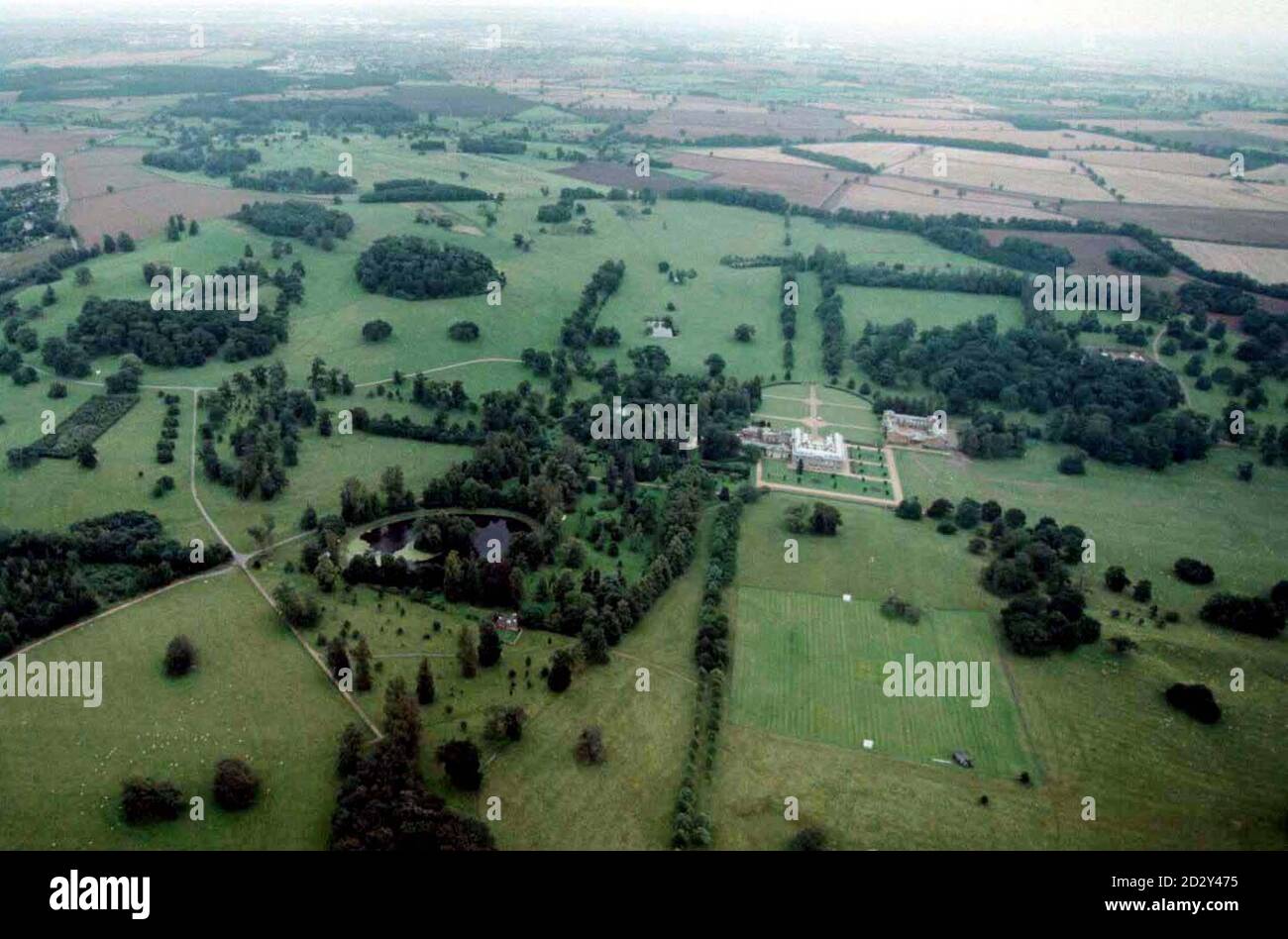 An aerial view of the grounds of Althorp House where Diana, Princess of ...