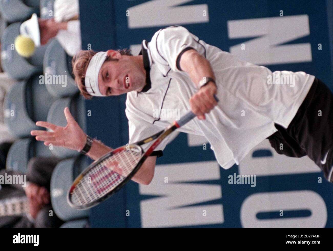 Greg Rusedski in action against Richard Fromberg at the Samsung ...