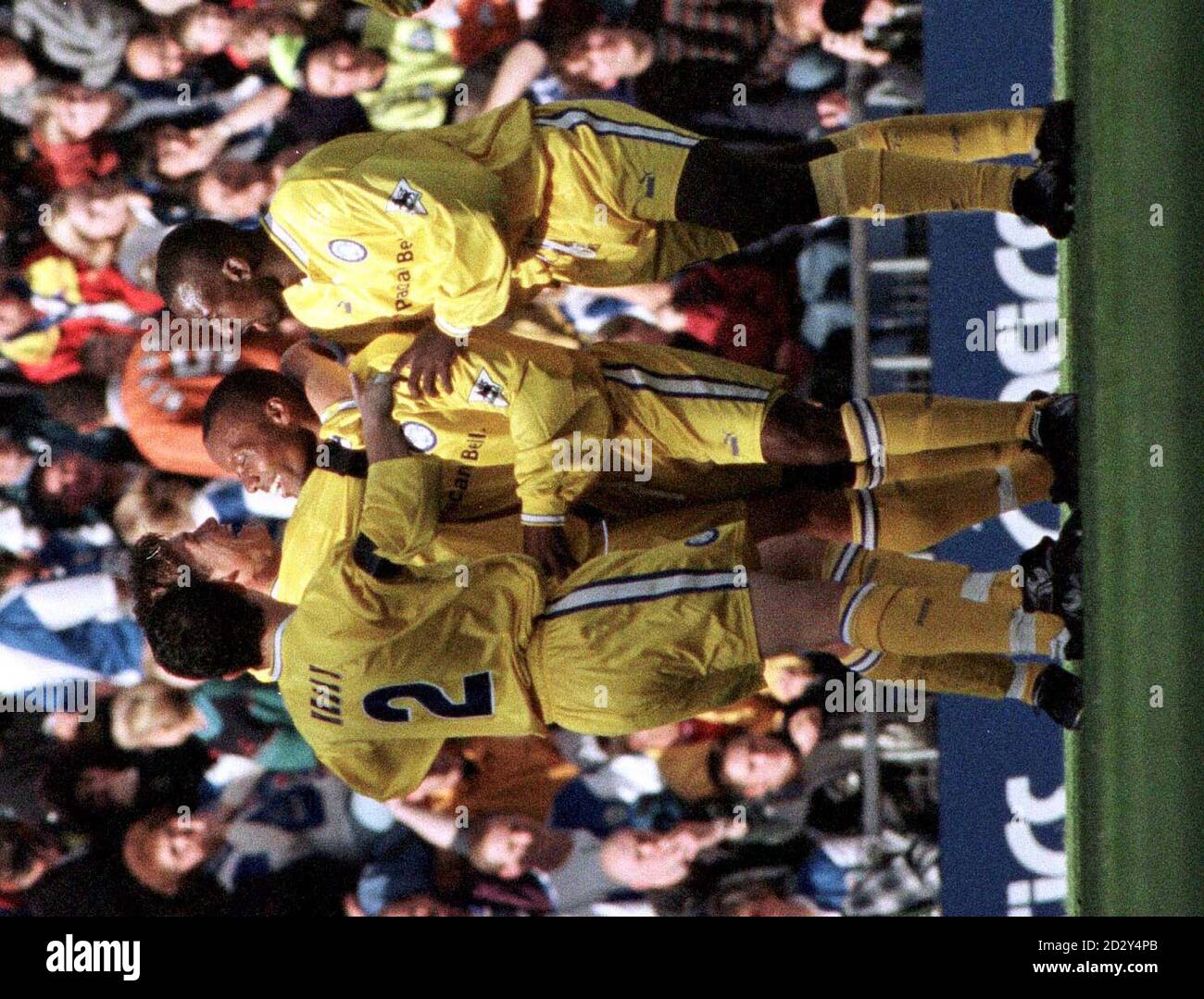 Congratulations for Leeds' Rod Wallace after scoring against Blackburn ...