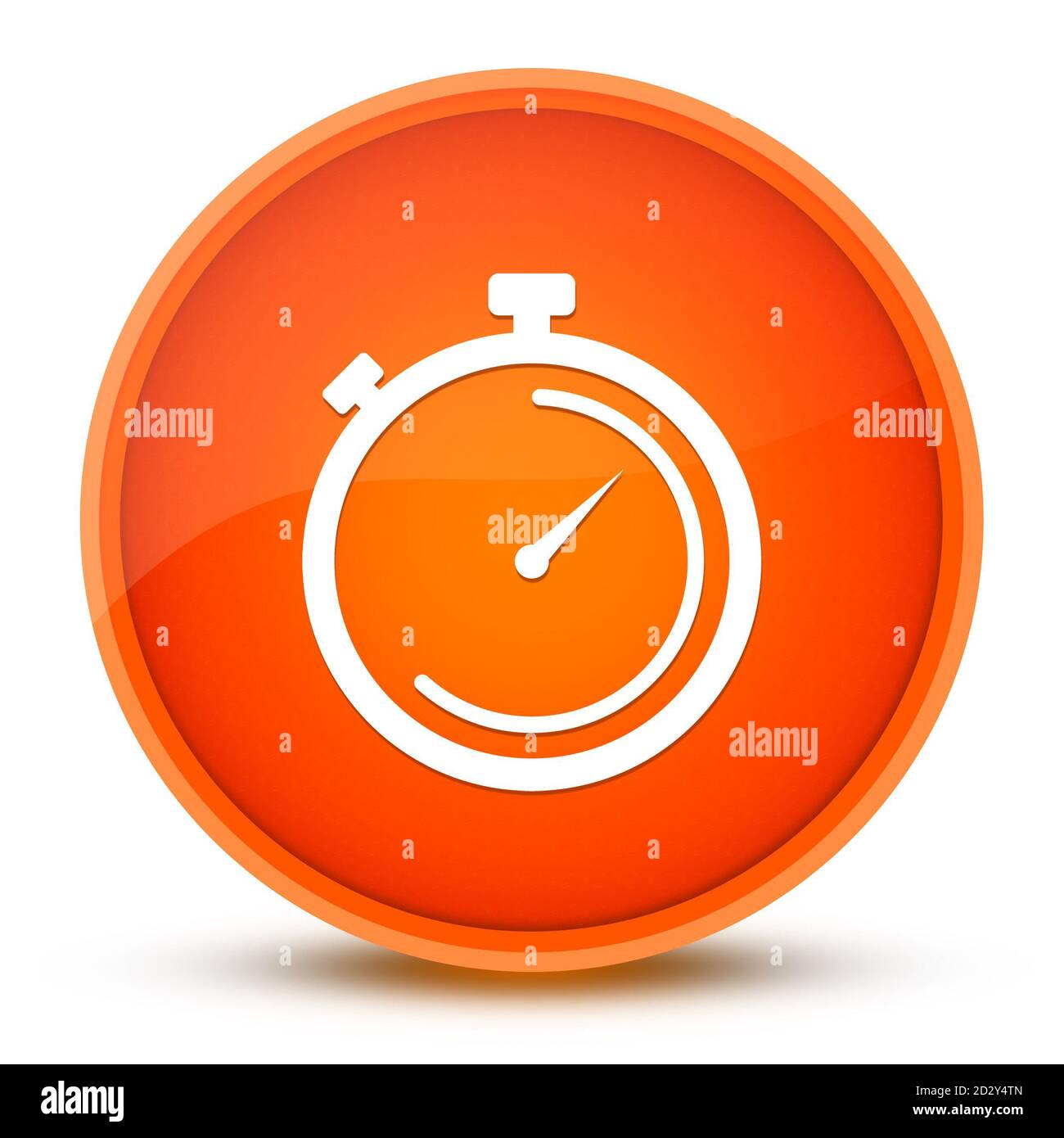 Stopwatch luxurious glossy orange round button abstract illustration ...