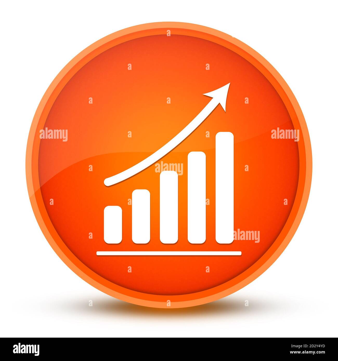Statistics up luxurious glossy orange round button abstract ...