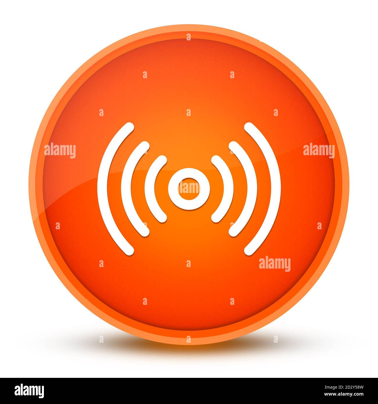 Network signal luxurious glossy orange round button abstract ...