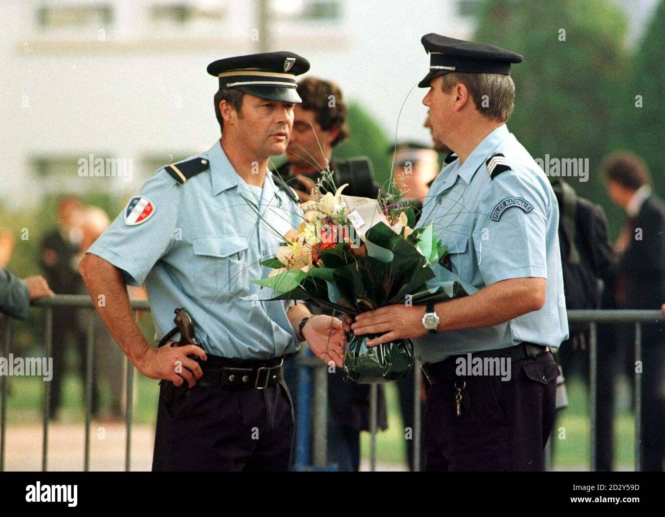 French policeman with a wreath out side sainte therese hi-res stock ...