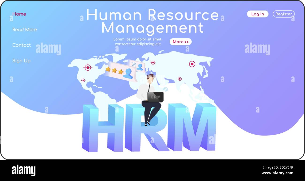 Human resource management landing page flat color vector template ...