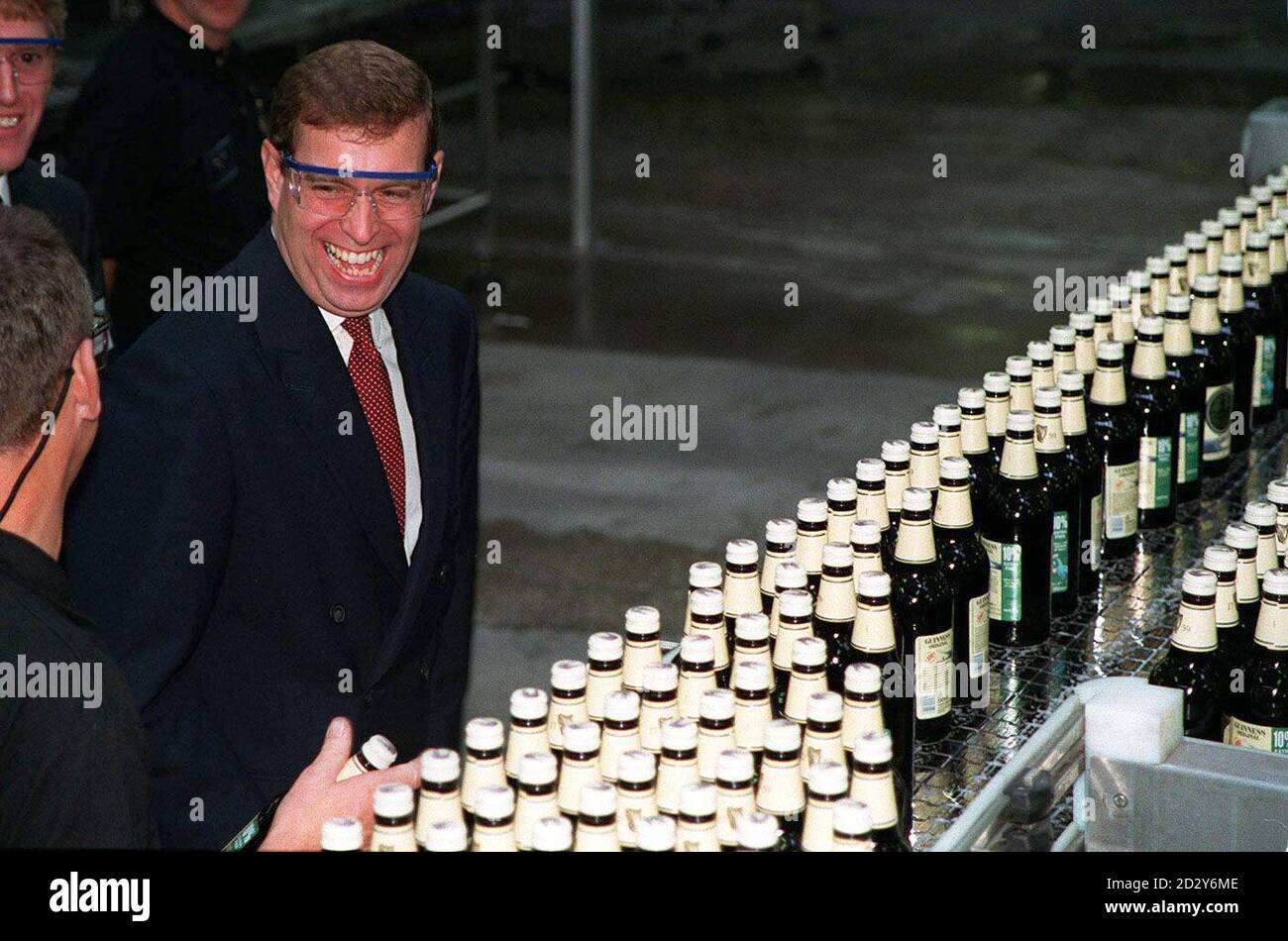 The Duke of York shares a joke with Guinness workers on the production ...