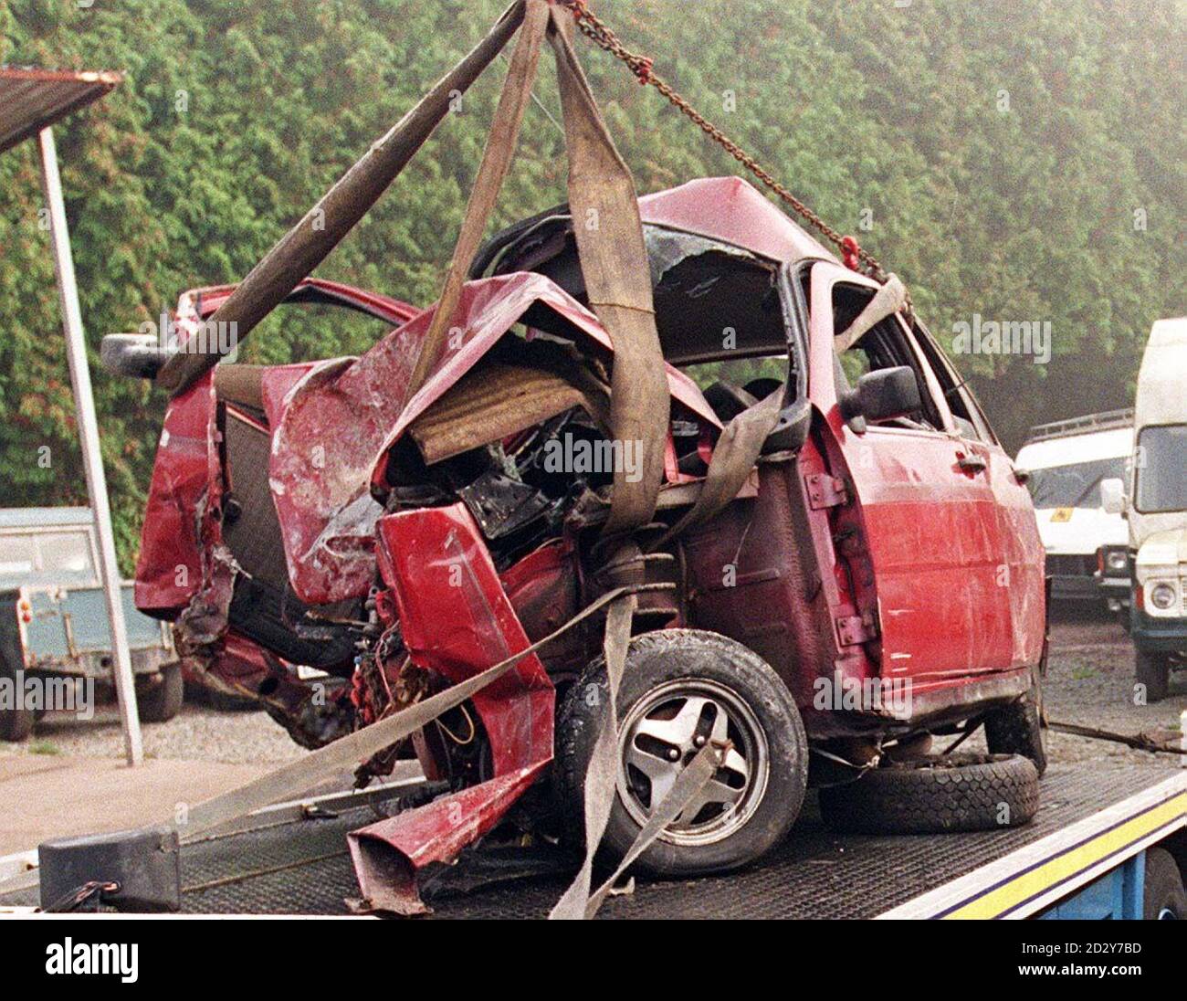 The Fiat car driven by 17-yr-old student Julian Elwell which crashed ...