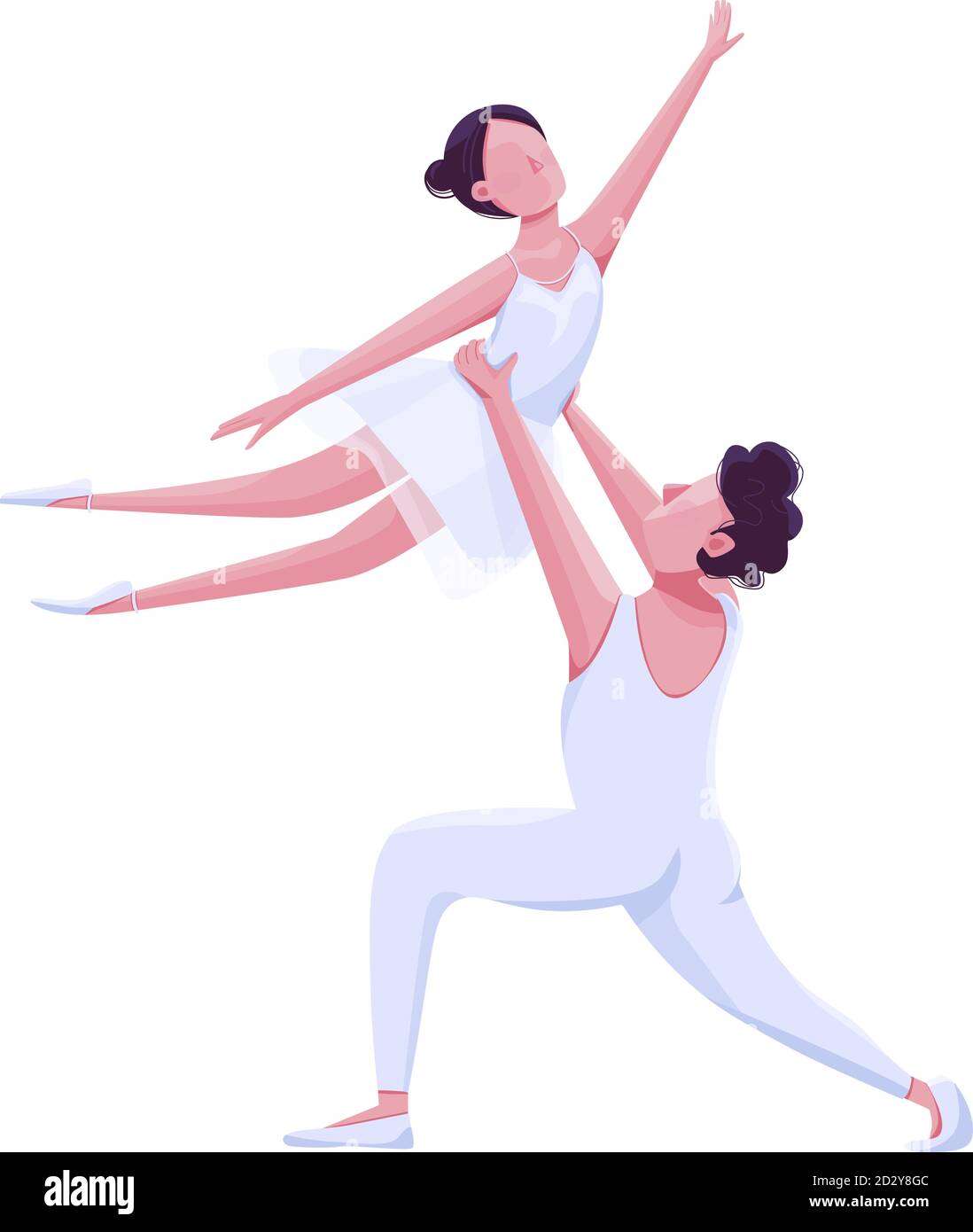 Ballet dancers couple performance flat color vector faceless character ...