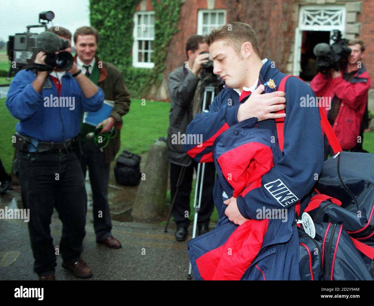 England Rugby Union's David Reece is the centre of attention as he ...