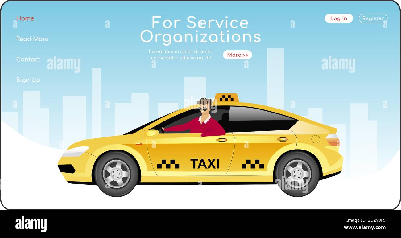 For service organizations landing page flat color vector template ...