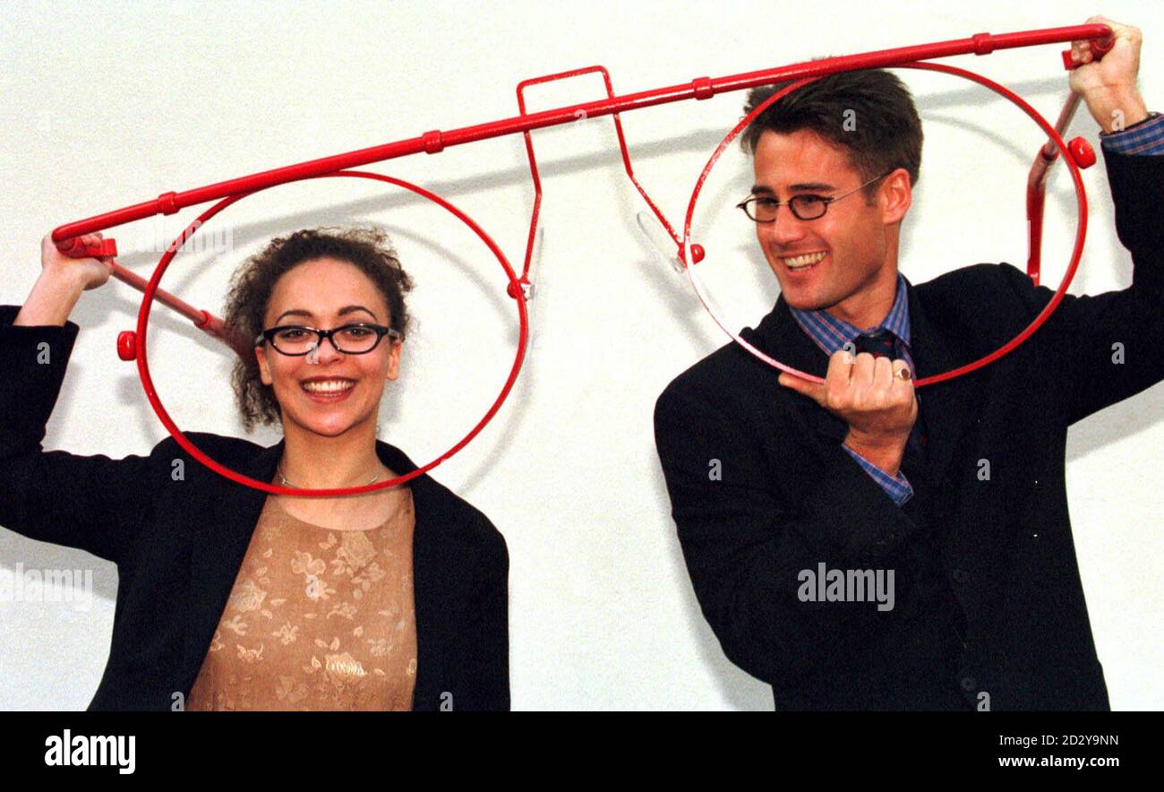 Leb Motjuoadi from BoveyTracey in Devon poses behind a giant pair of ...