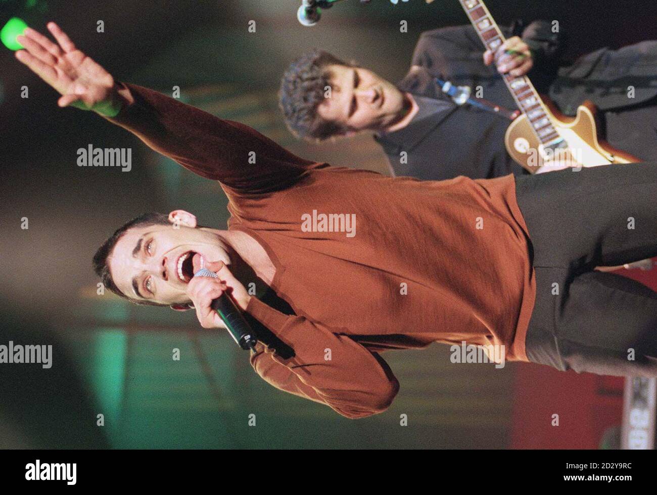 Former Take That star Robbie Williams entertains the 6,000 crowd at ...