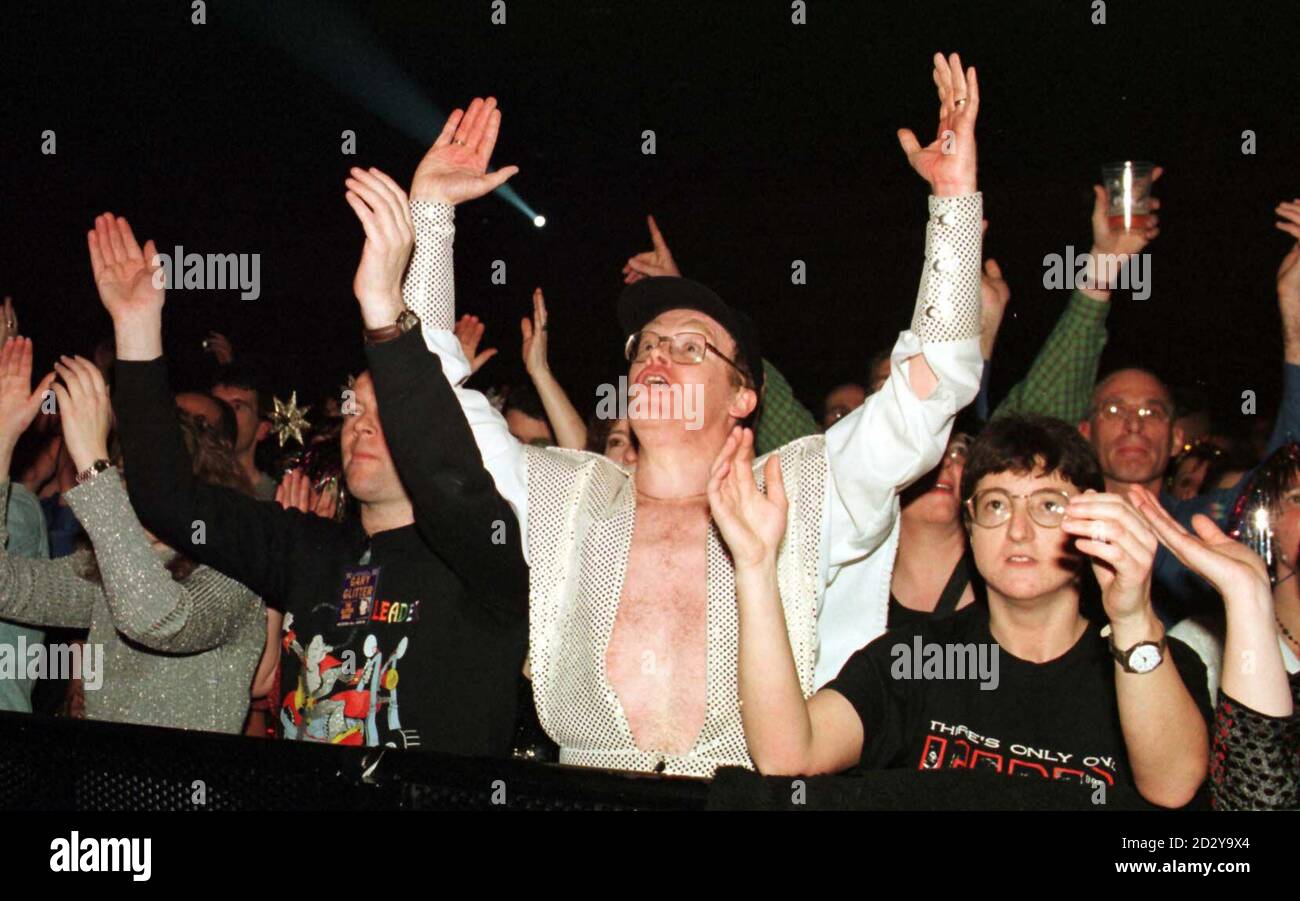 Part of the crowd watching Gary Glitter at the Cardiff International ...