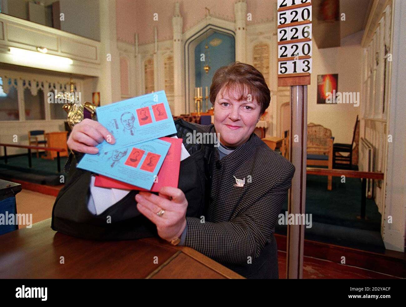Rev. Gill Warren of St. Mary's, Bilston wiht her church postal service ...