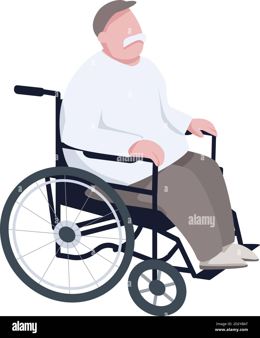 Pensioner in wheelchair flat color vector faceless character. Senior ...