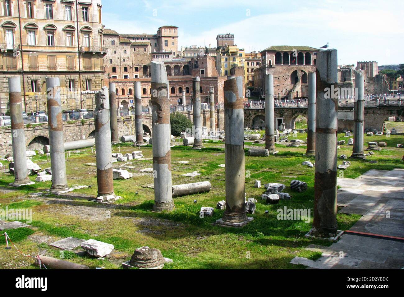 The forum of Trajan. Columns in the center of Rome remained from the ...