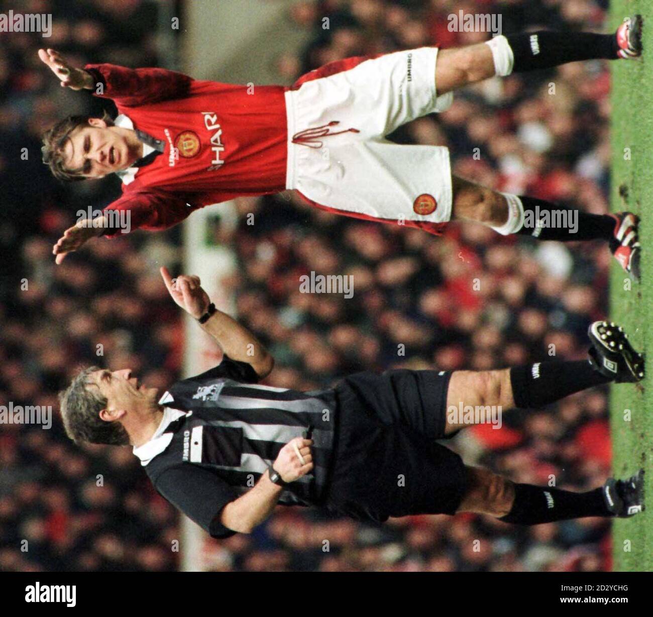 Manchester United's David Beckham shows his frustration as he complains ...