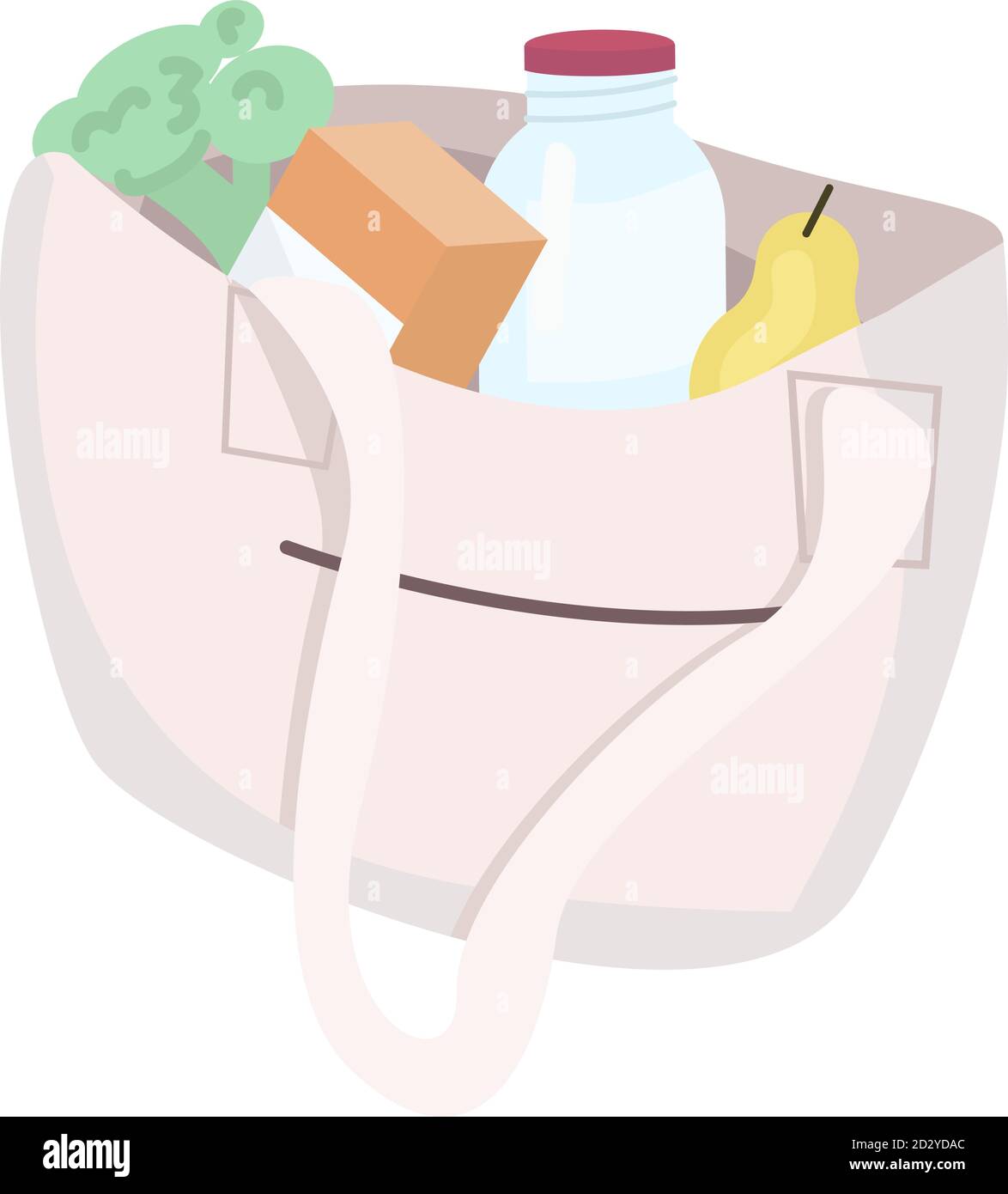 Eco bag with products cartoon vector illustration. Reusable cotton tote ...