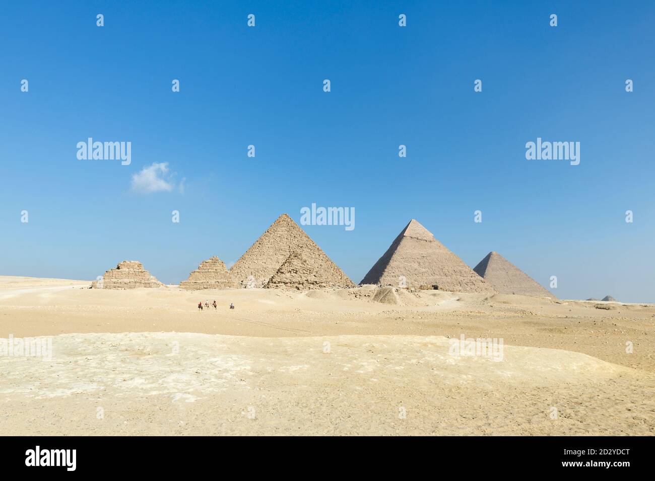 The three main pyramids with the three queen's pyramids, Giza, Egypt ...