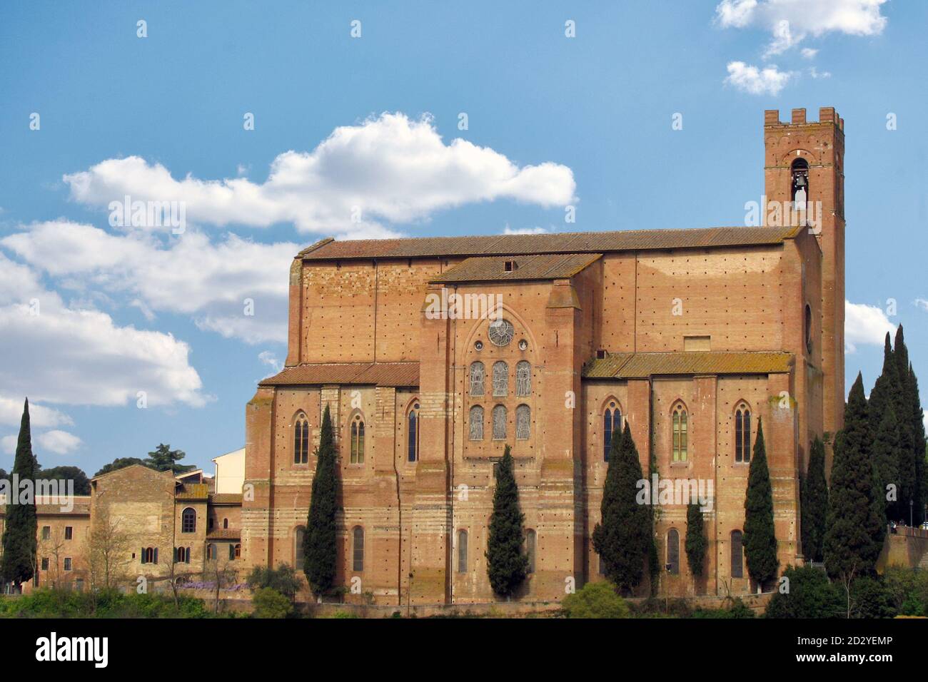 Church Santuario di Santa Caterina in summer. Italy, Tuscany, Siena ...