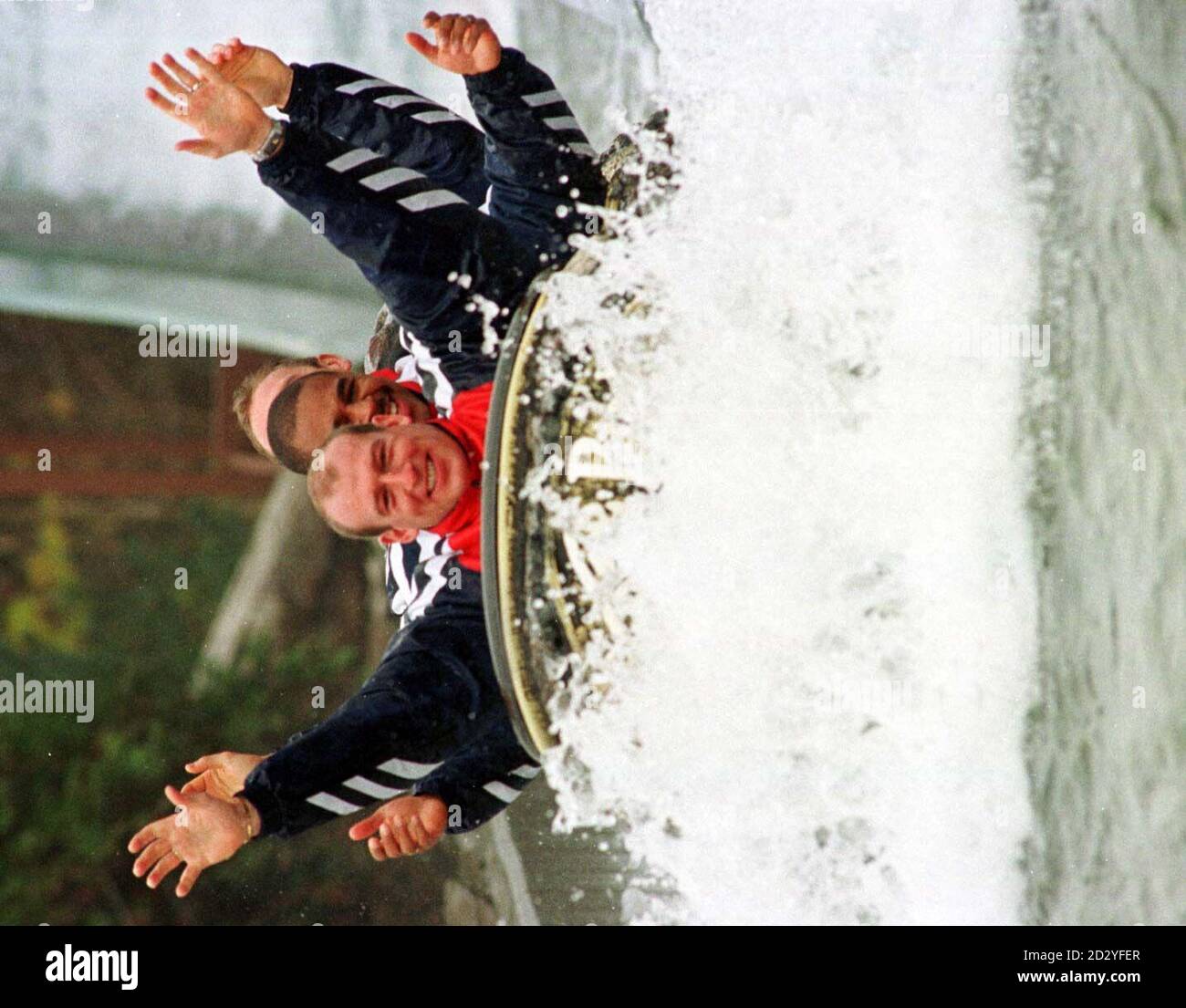 Britain's Olympic Bronze Medal Bobsleigh team on the Loggers Leap at ...