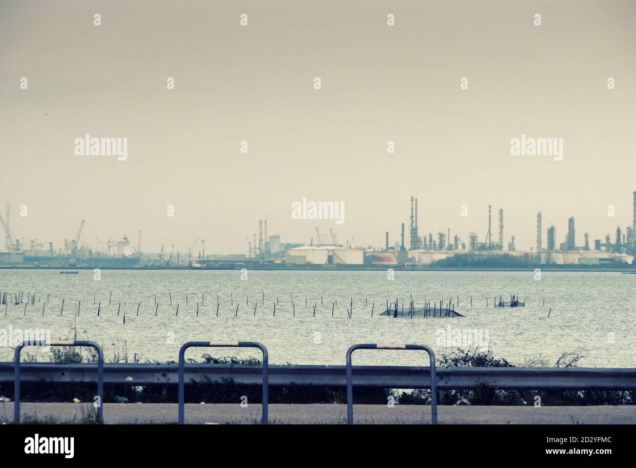 Industrial landscape in Venice. Problems with the environment near the ...