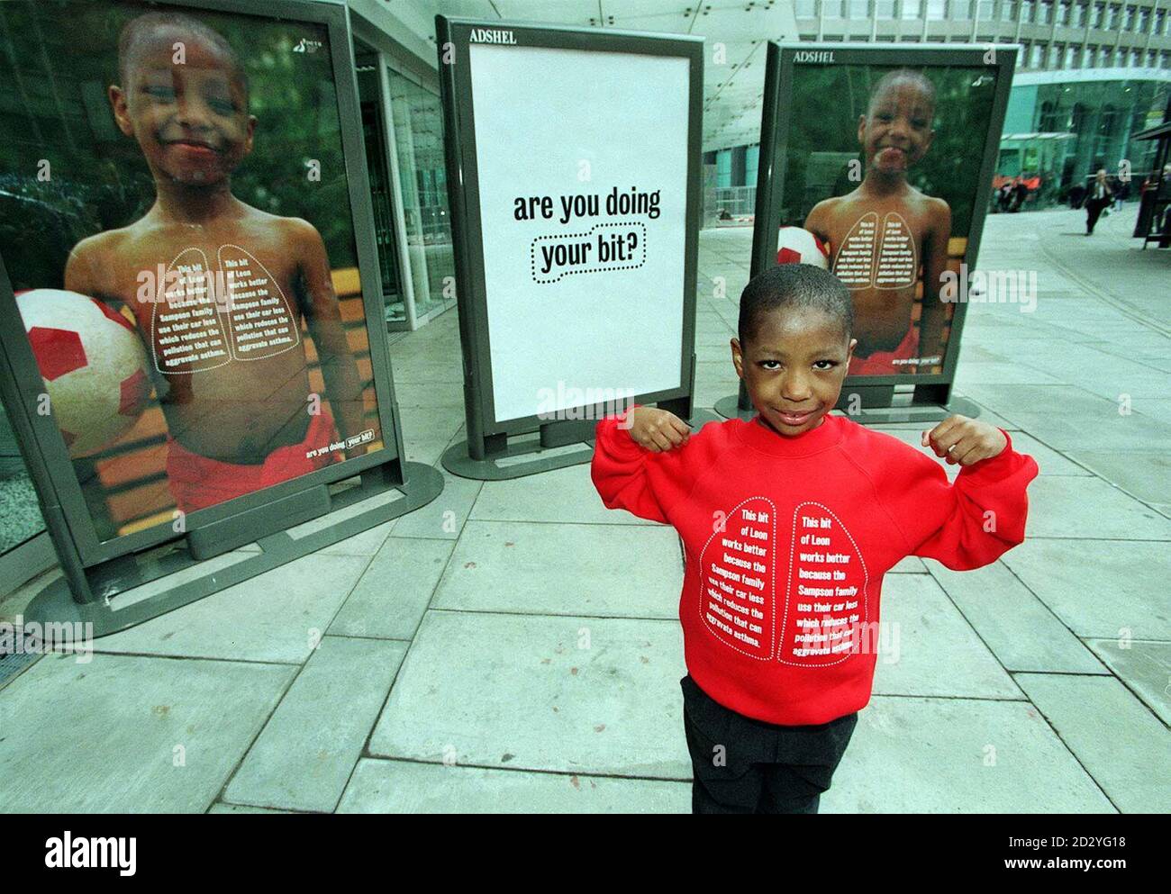 Seven-year-old Leon Valero wears a "are you doing your bit" jumper as ...