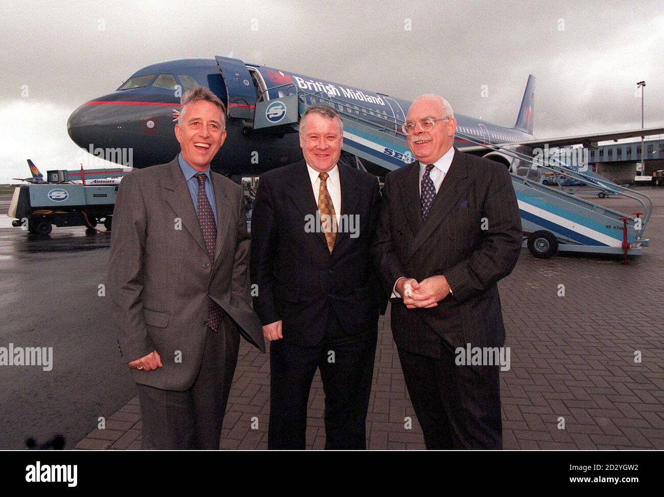 Chairman of British Midland Sir Michael Bishop (R) chats with NI ...