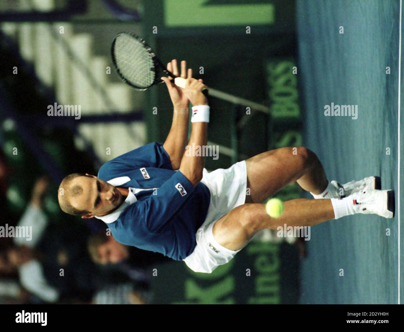 Ukraine's Andrei Medvedev in action against Britain's Greg Rusedski ...