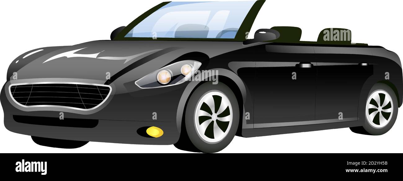 Black cabriolet cartoon vector illustration. Stylish new car flat color ...