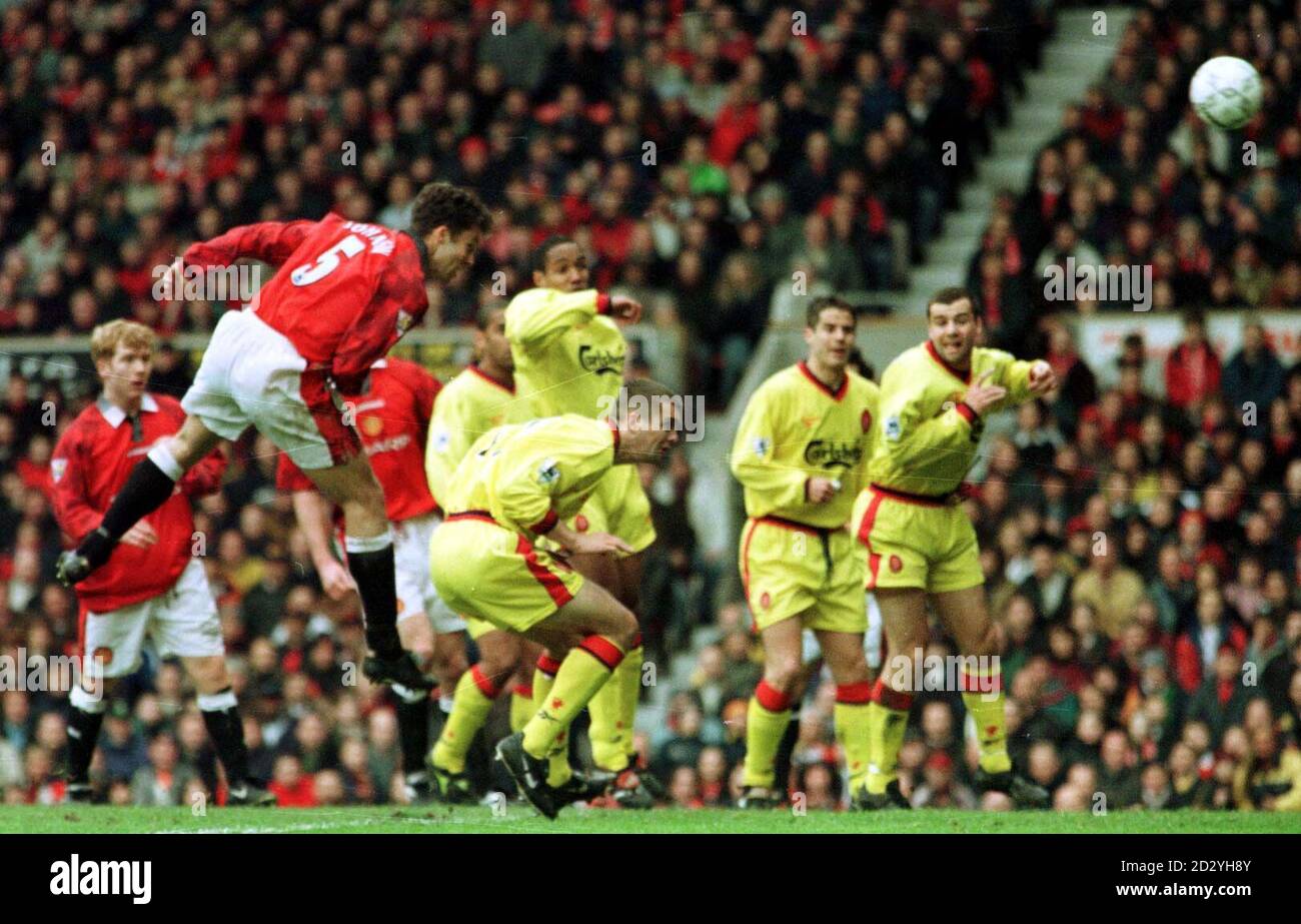 Manchester United's Ronny Johnsen heads home his early goal during the ...