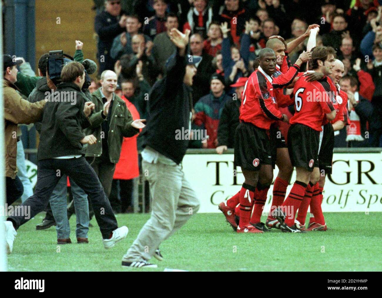 Notts Forest celebrate their first goal against Stockport County whilst ...