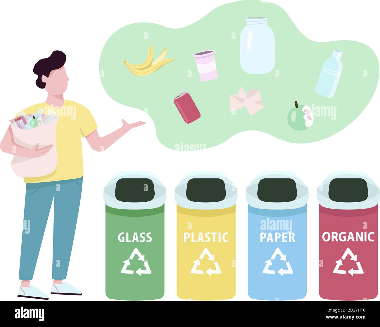 Trash sorting flat concept vector illustration. Waste management ... Trash sorting flat concept vector illustration. Waste management ...