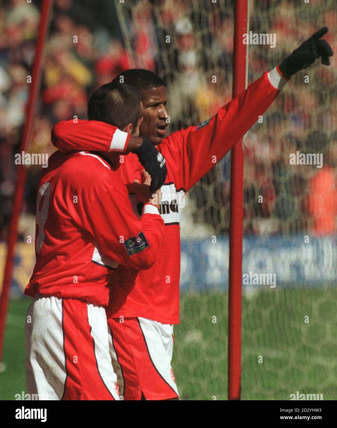 Middlesbrough's Hamilton Ricard (gloves) celebrates his first goal ...