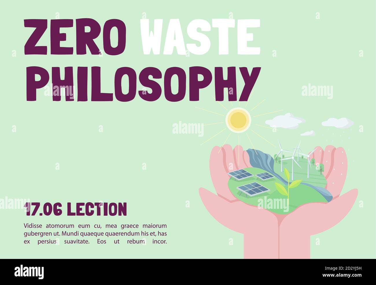 Zero waste philosophy banner flat vector template. Eco friendly ...