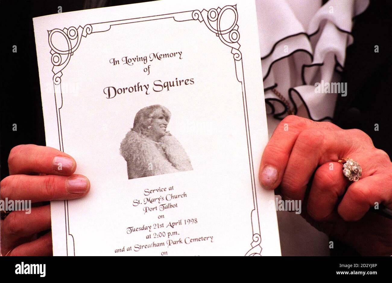 The order of service for the funeral of Dorothy Squires held at ...