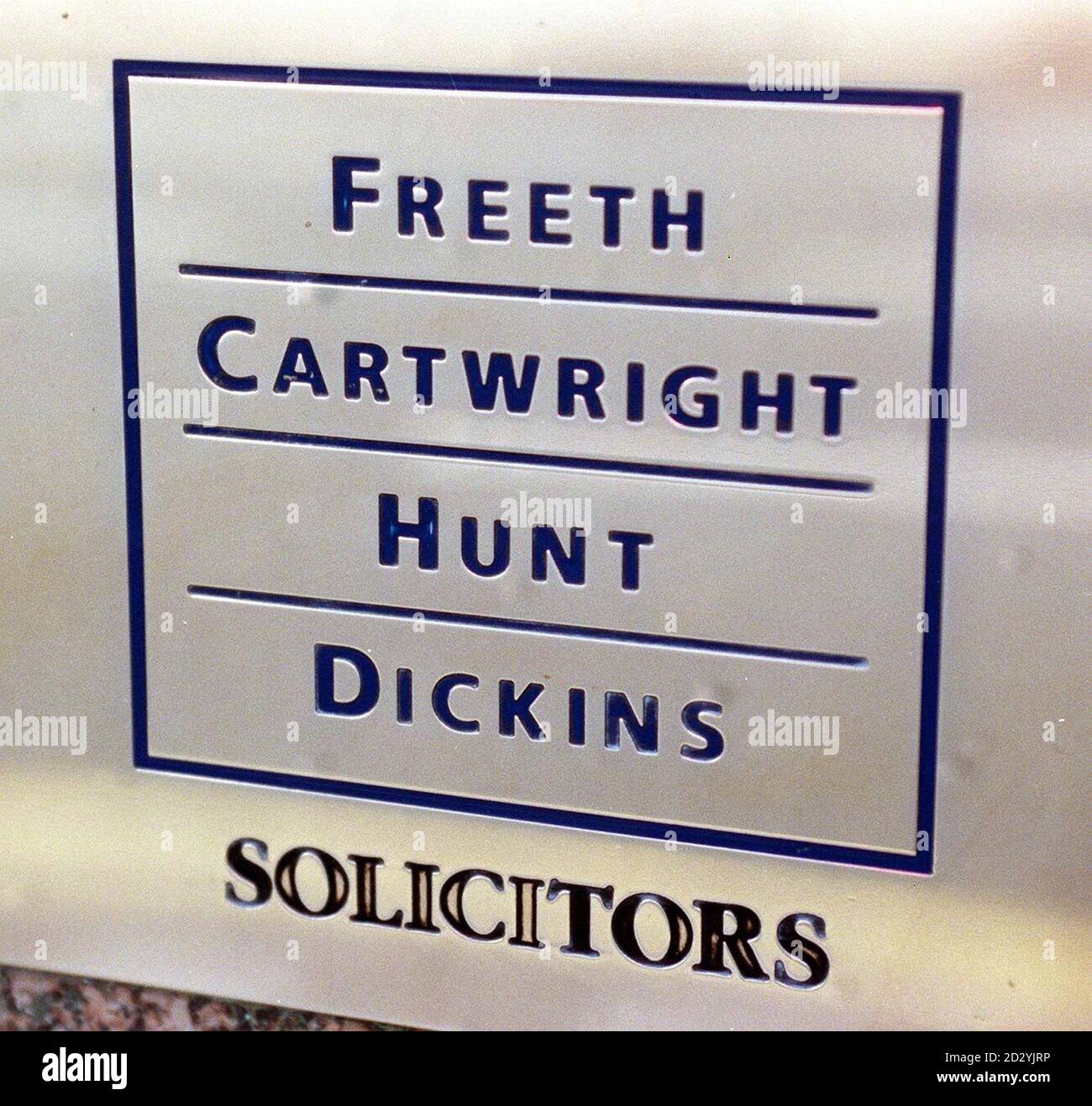 The nameplate outside the solicitors Freeth Cartwright Hunt and Dickens ...