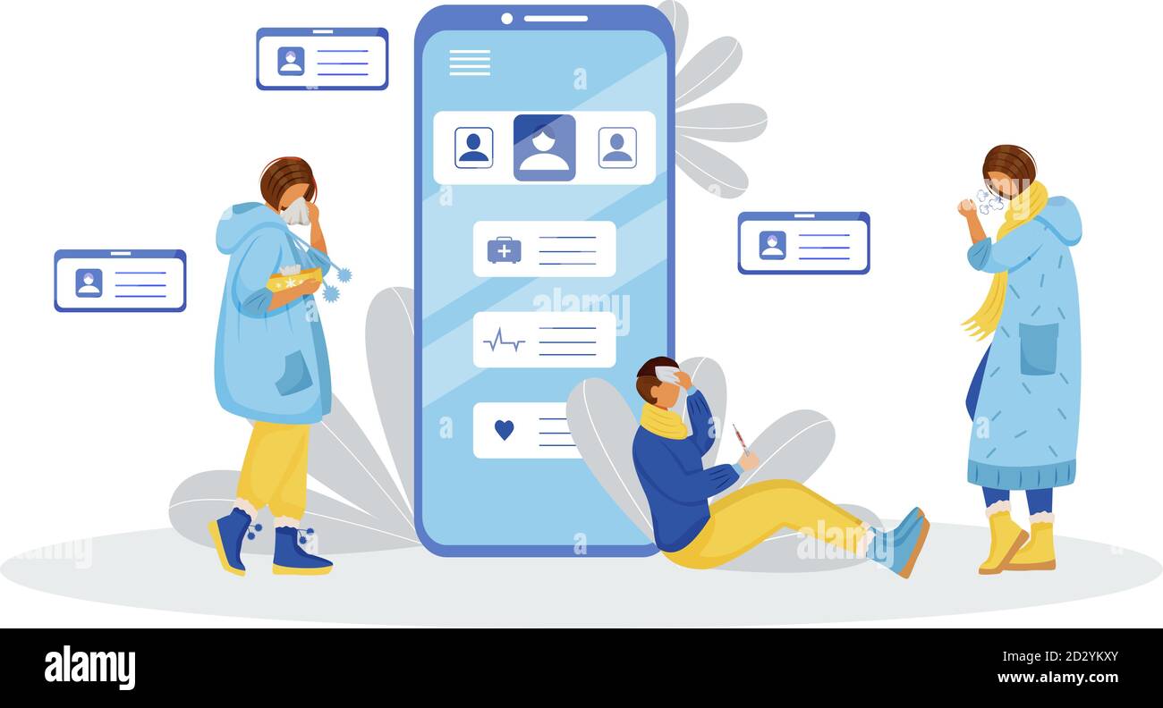 Unwell patients flat concept vector illustration. Sick people 2D ...