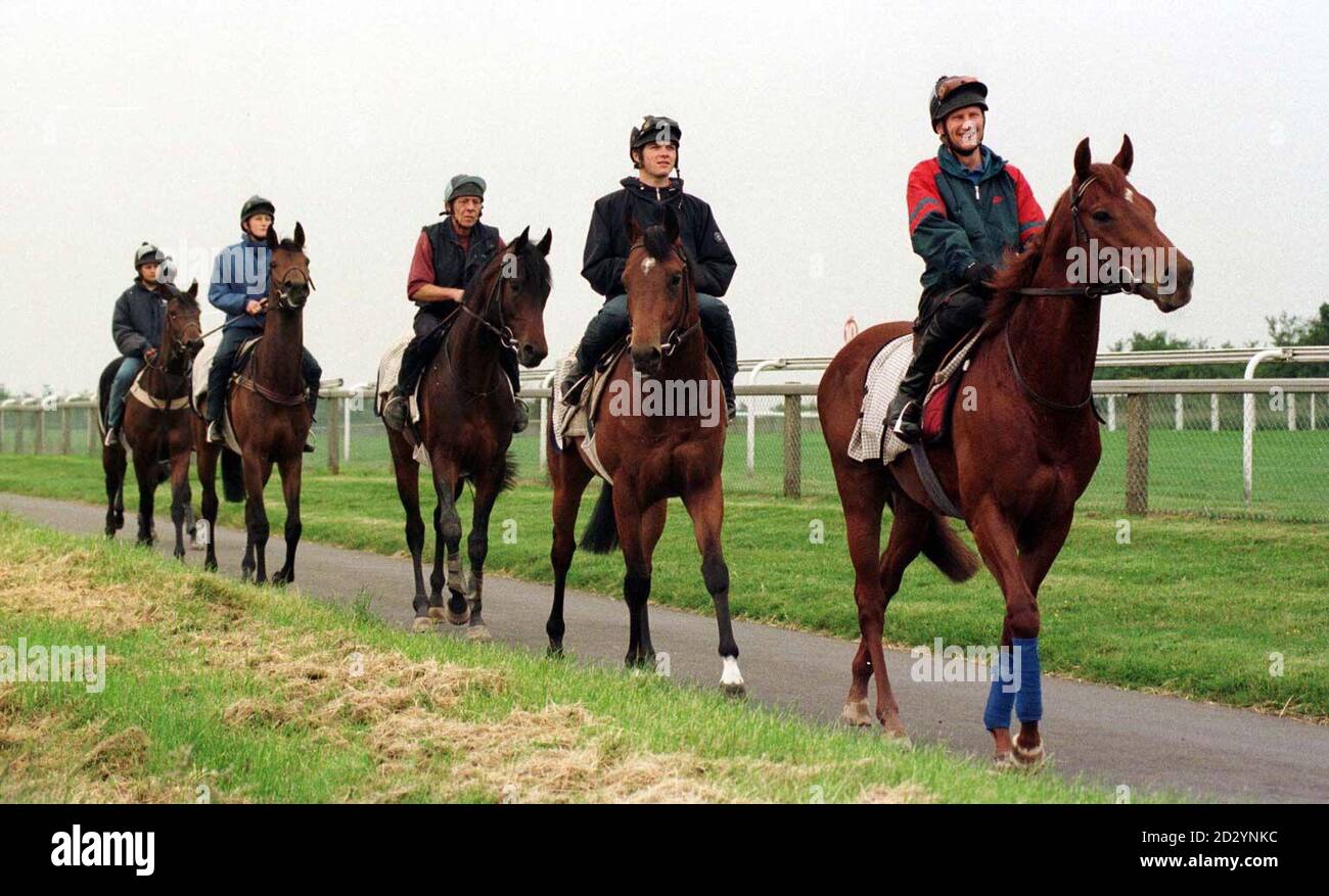 Horses and stable lads involved in the opening day of Epsom Races take ...