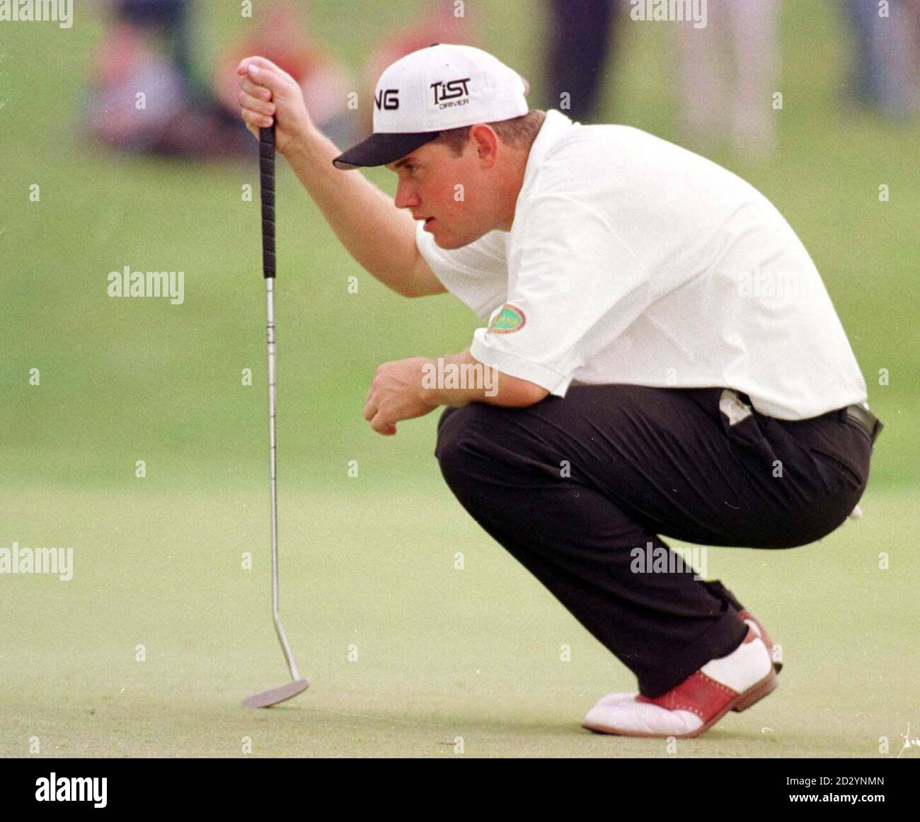 Lee Westwood on the 5th green at the English Open at Hanbury Manor ...