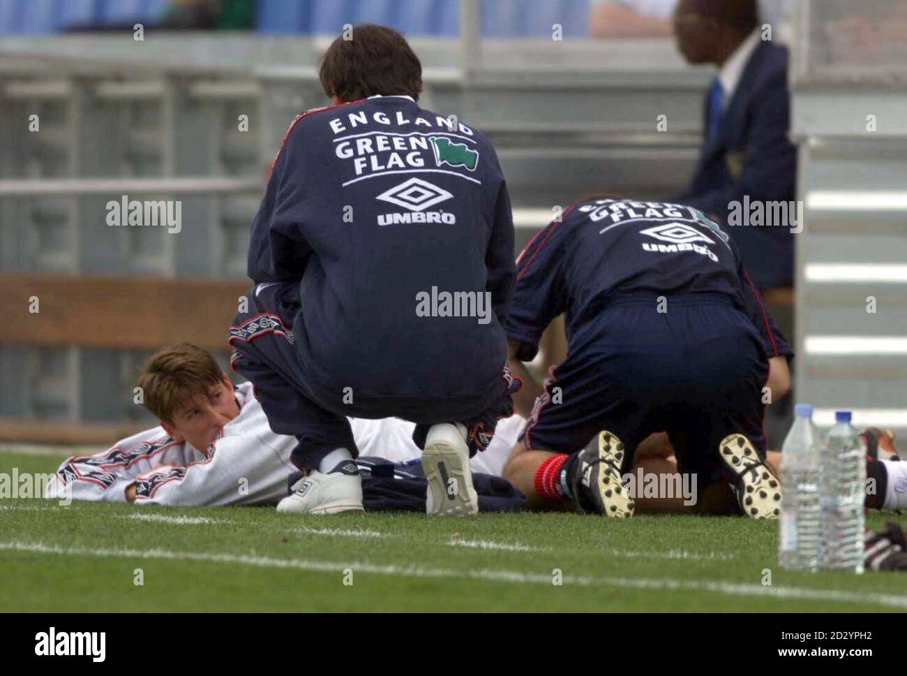 Darren Anderton is given treatment during training this afternoon in ...