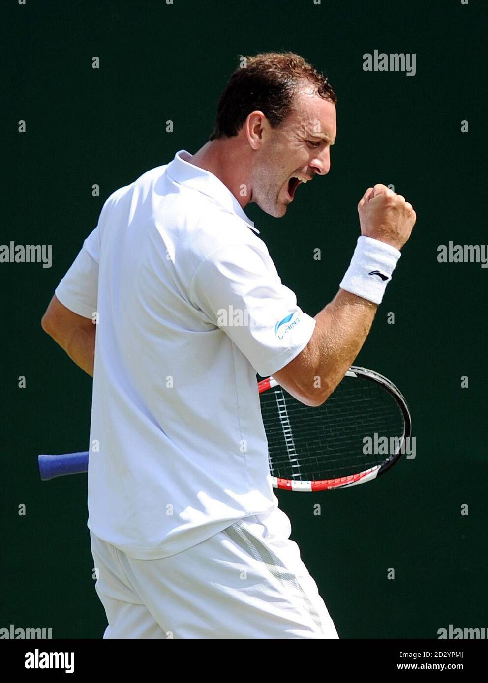 Ireland's Conor Niland celebrates a point against France's Adrian ...