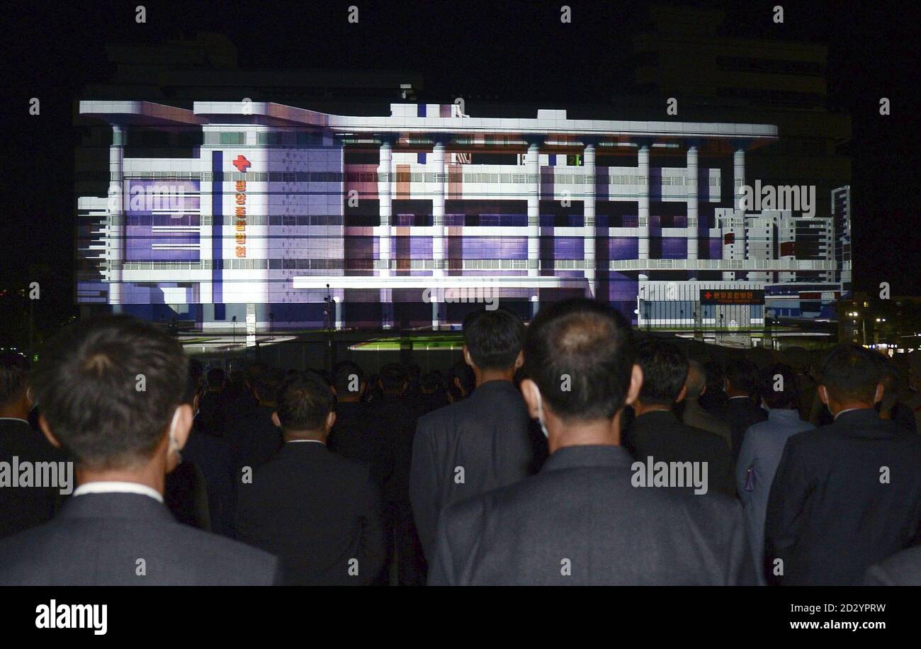 An image of Pyongyang General Hospital is seen during a projection ...