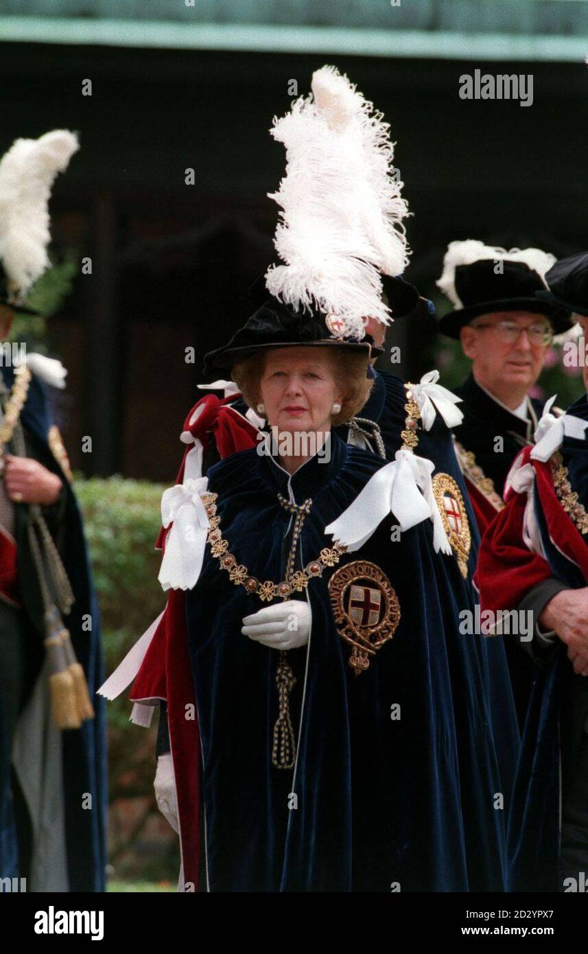 PA NEWS PHOTO 15/6/98 BARONESS THATCHER AT THE ANNUAL GARTER CEREMONY ...