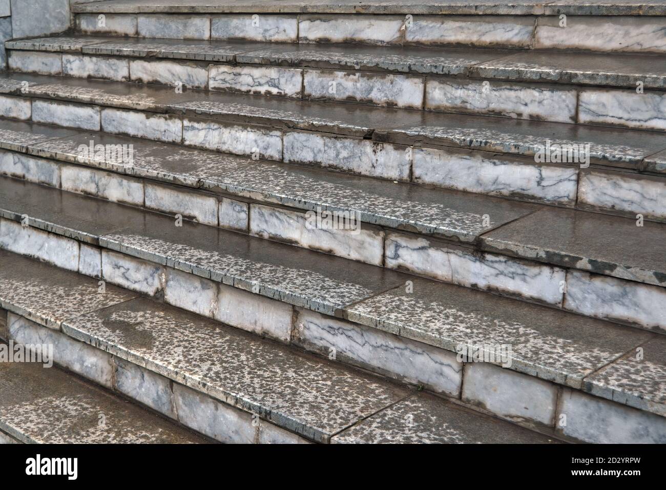 Close up stone steps texture. Close-up of steps covered with raindrops ...