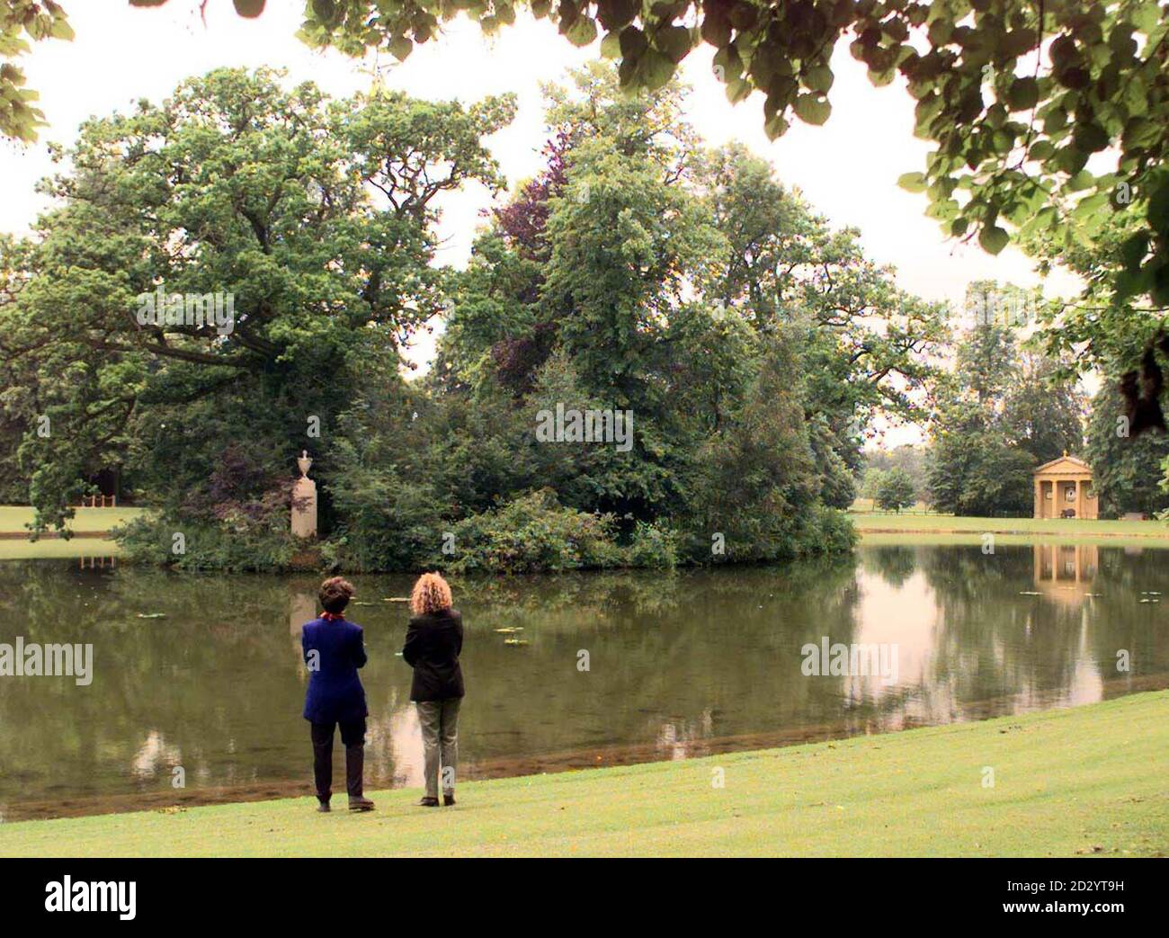The lake at Althorp with the Diana Urn on the Island and the Diana ...