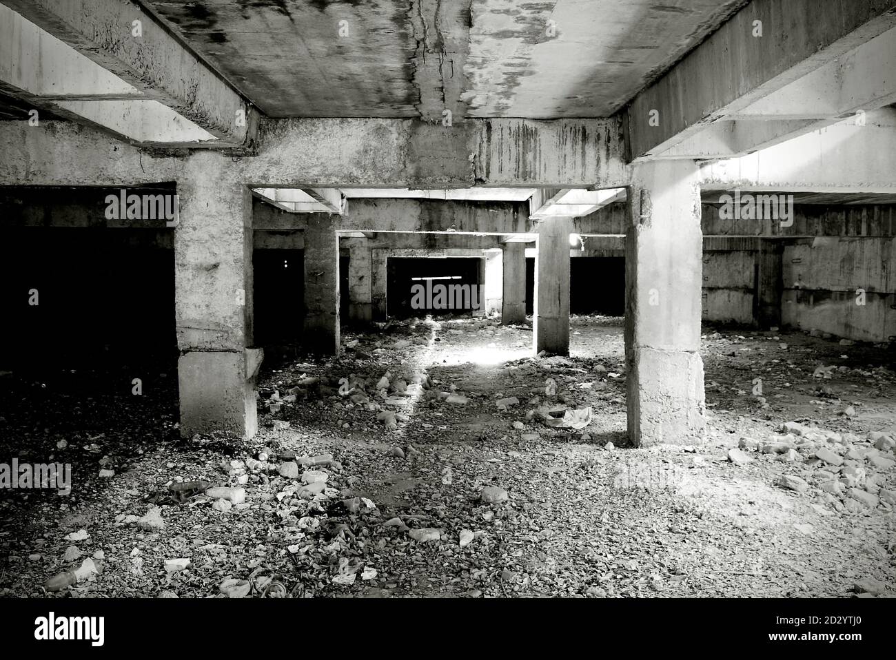 Unfinished and abandoned concrete and brick building. Unfinished ...