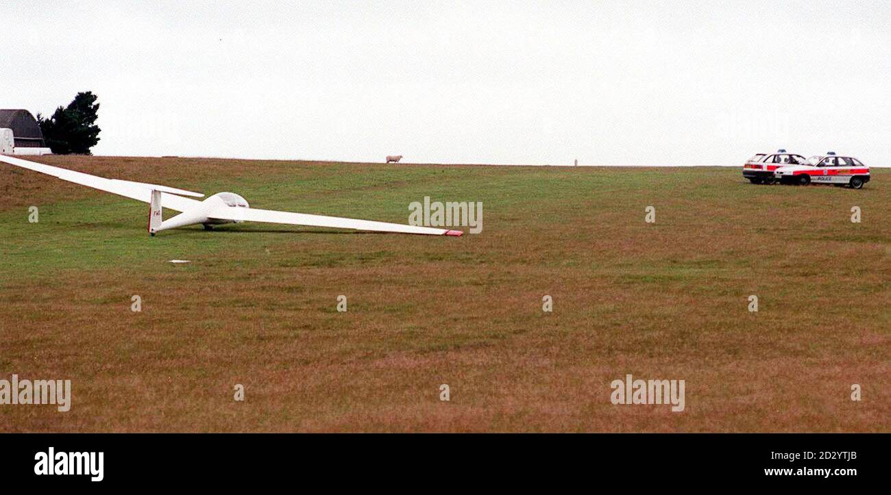 Police on the scene at Long Mynd Gliding Club, today (Saturday) where a ...