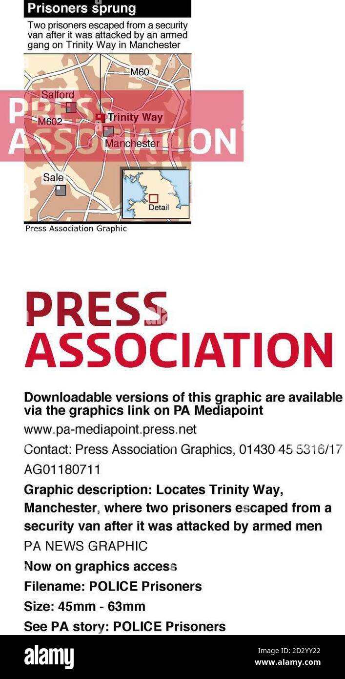Locates Trinity Way, Manchester, where two prisoners escaped from a ...
