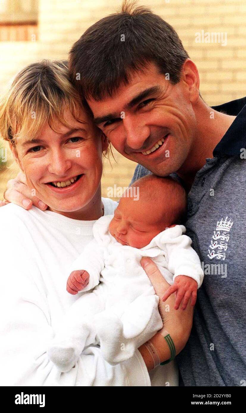 England Batsman Steve James and wife Jane with their new baby Bethan ...