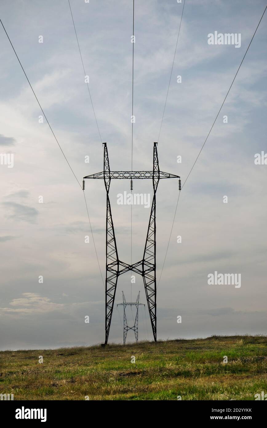 High voltage line. Electricity pole Stock Photo - Alamy